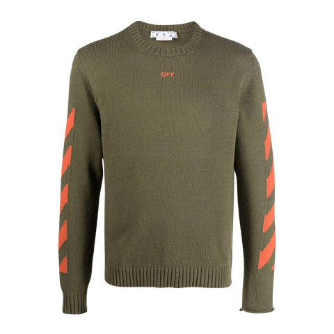 Off-White Diagonal Arrow Knit Crewneck "Army Green" – Stadium Goods