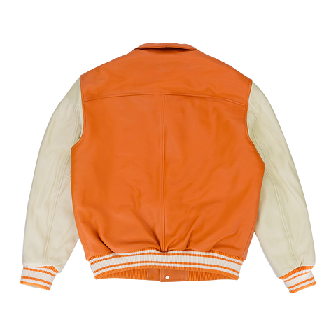 SP5DER SP5DER VARSITY ORANGE WHITE VARSITY JACKET "Orange, White ...